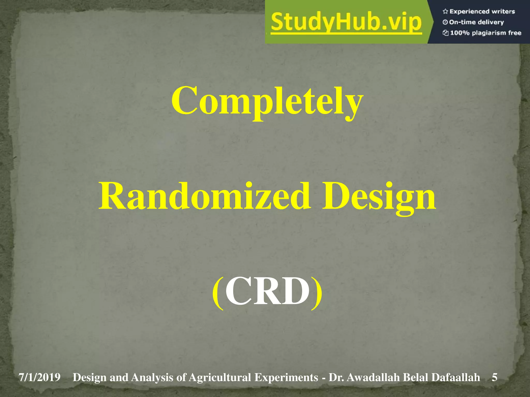 6 Completely Randomized Design (CRD) | PDF