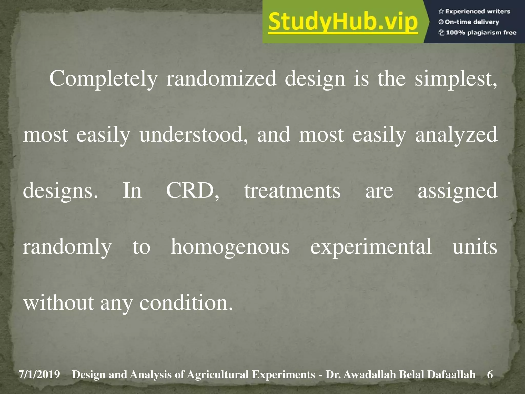 6 Completely Randomized Design (CRD) | PDF