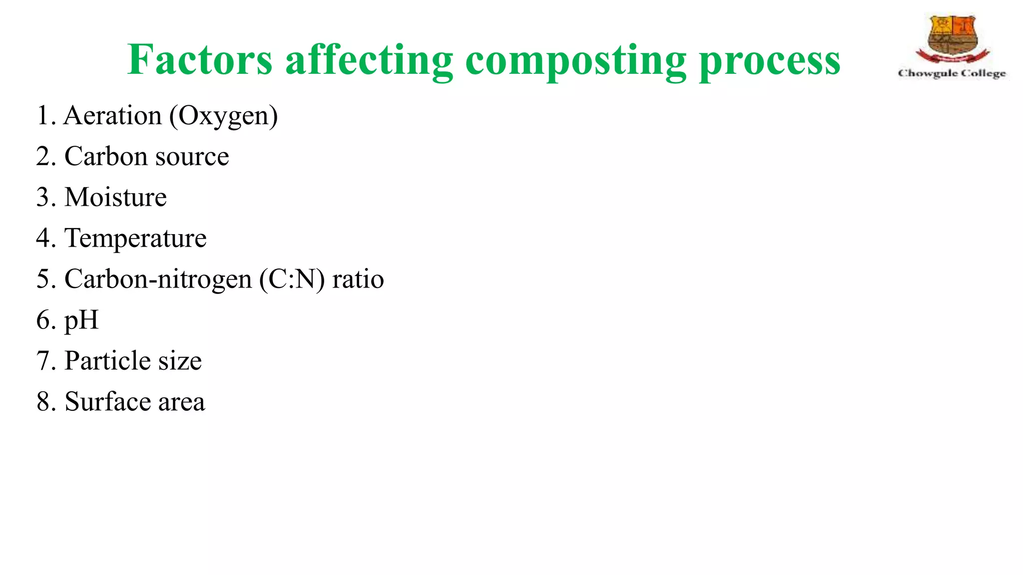 Composting: stages & factors affecting | PPTX