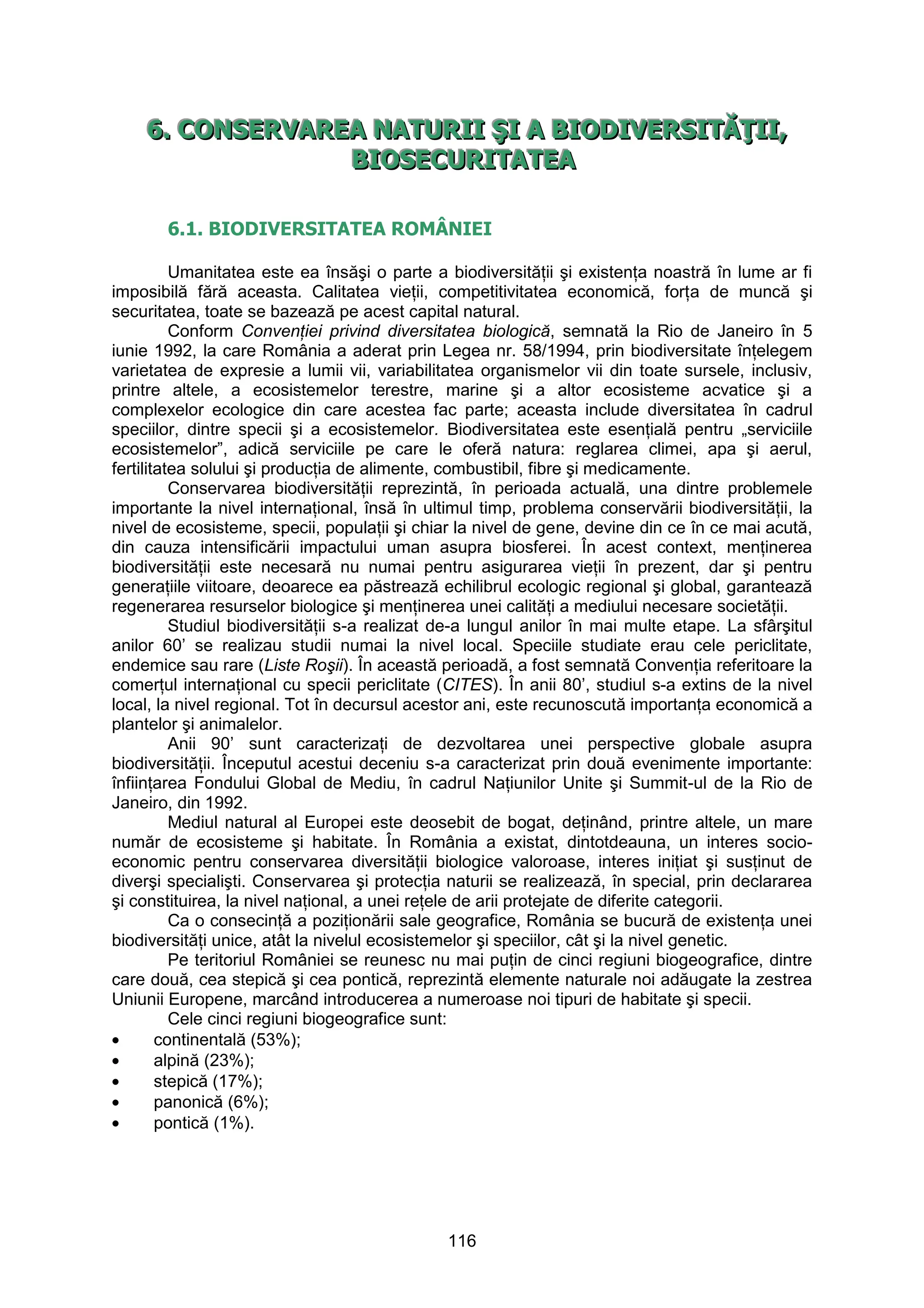 Conservarea naturii si a biodiversitatii in Romania | PDF