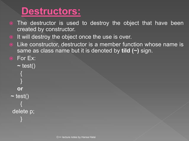 constructors and destructors in c++ | PPTX