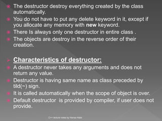 constructors and destructors in c++ | PPTX