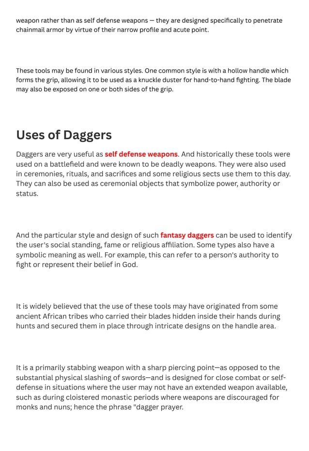 6 Cool Types of Daggers | PDF | Arms & Ammunition | Sensitive Topics