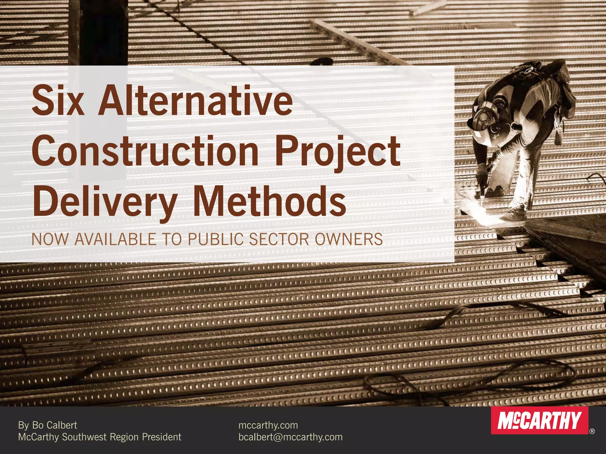 6 Alternative Construction Project Delivery Methods | PDF