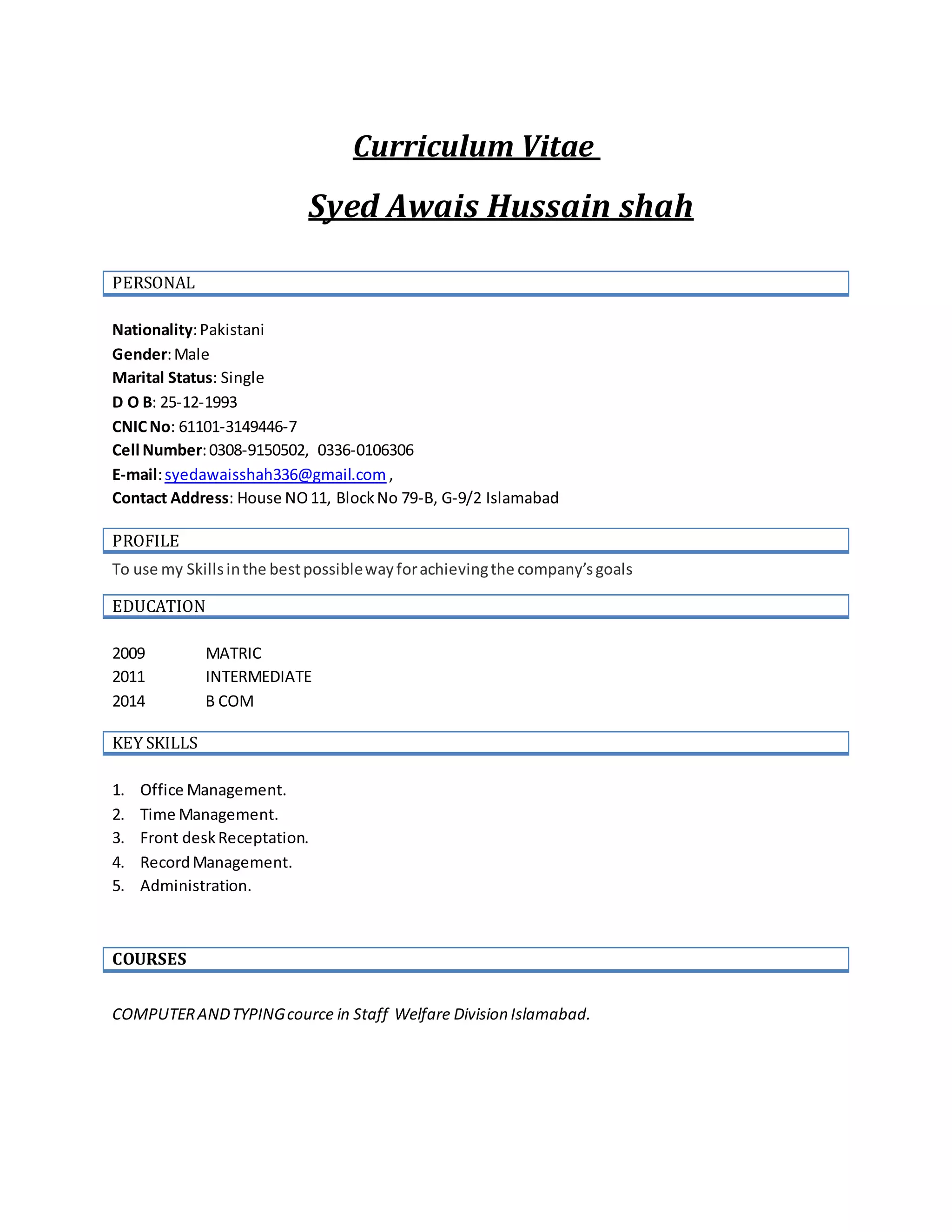 awais cv | PDF