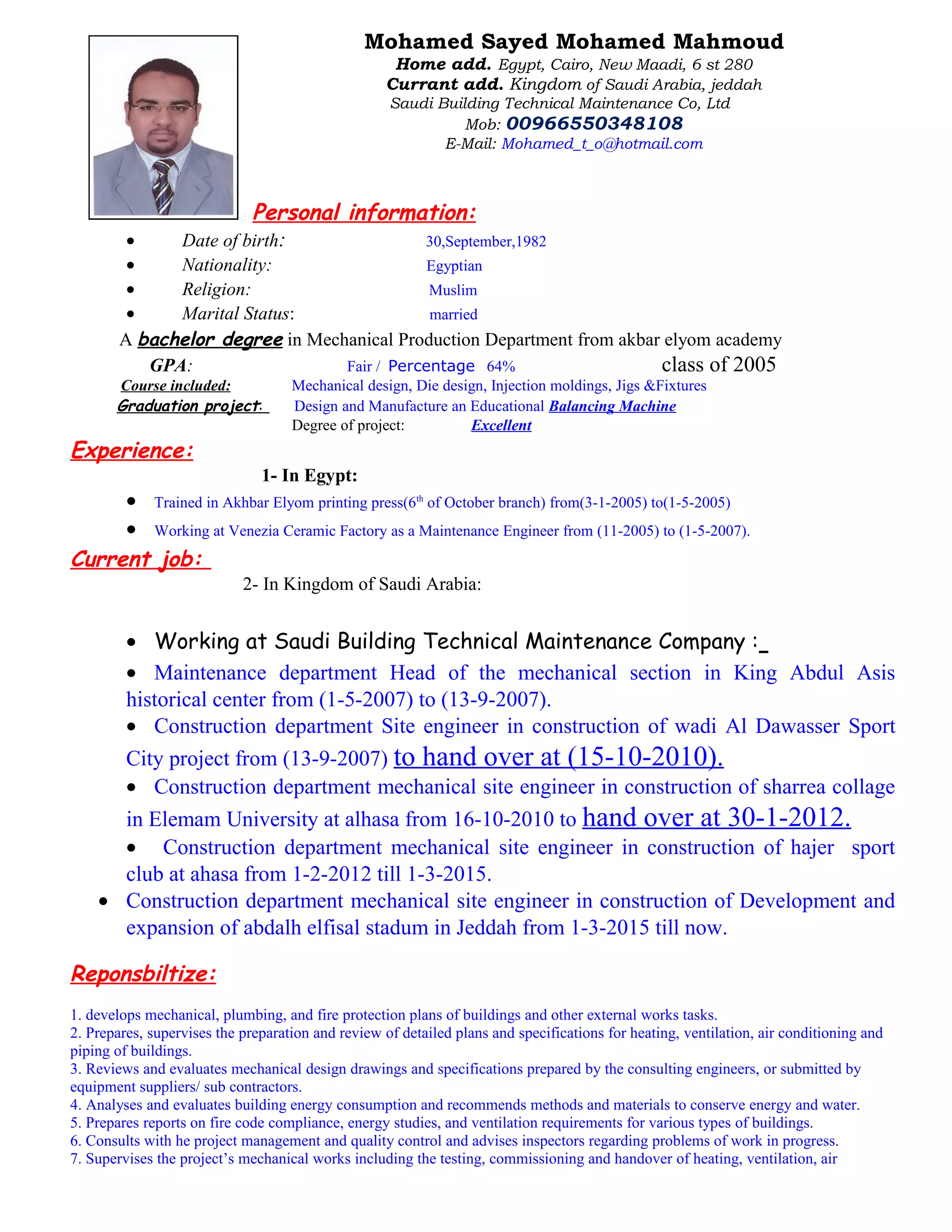 my c.v MOHAMED SAYED | DOC