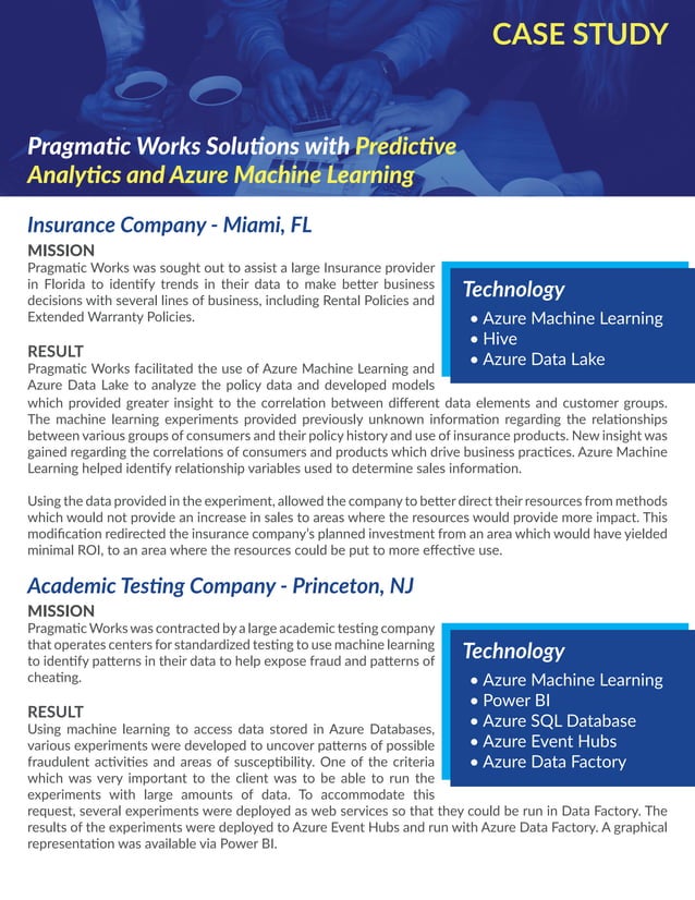 Predictive Analytics and Azure Machine Learning Case Studies | PDF