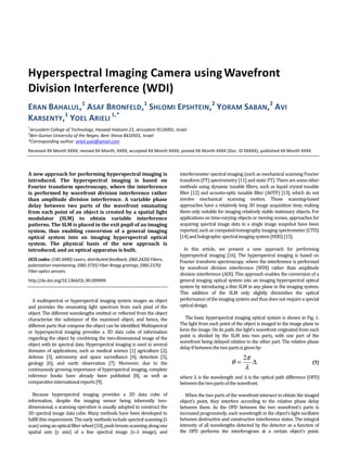 Hyperspectral Imaging Camera using Wavefront | PDF