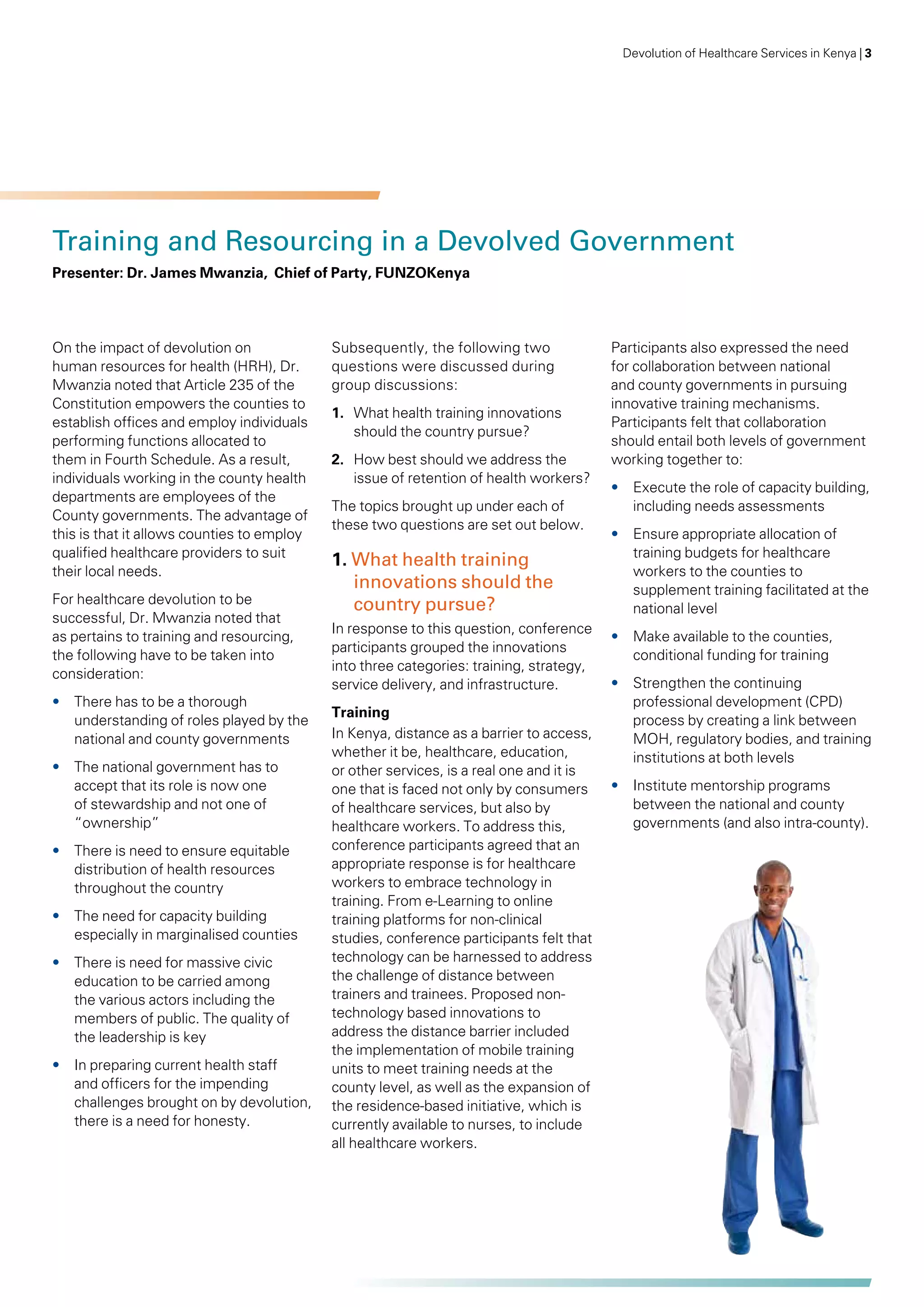 Devolution of Healthcare Services Kenya_Conference Report | PDF
