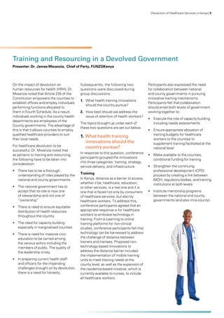 Devolution of Healthcare Services Kenya_Conference Report | PDF