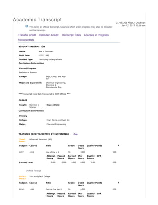 Academic Transcript | PDF