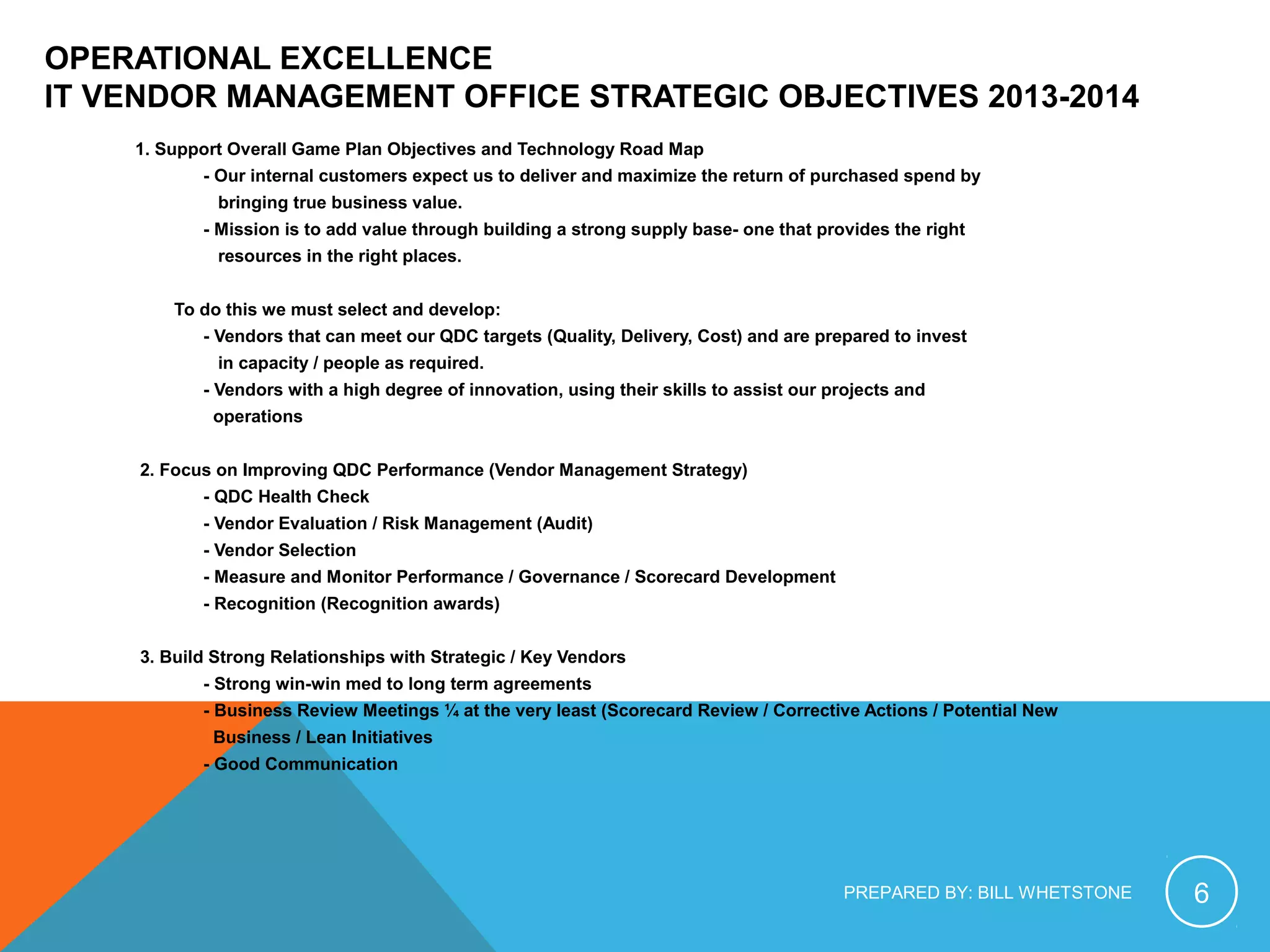 IT Strategic Vendor Management | PPT