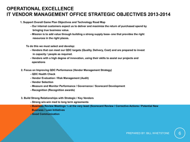 IT Strategic Vendor Management | PPT