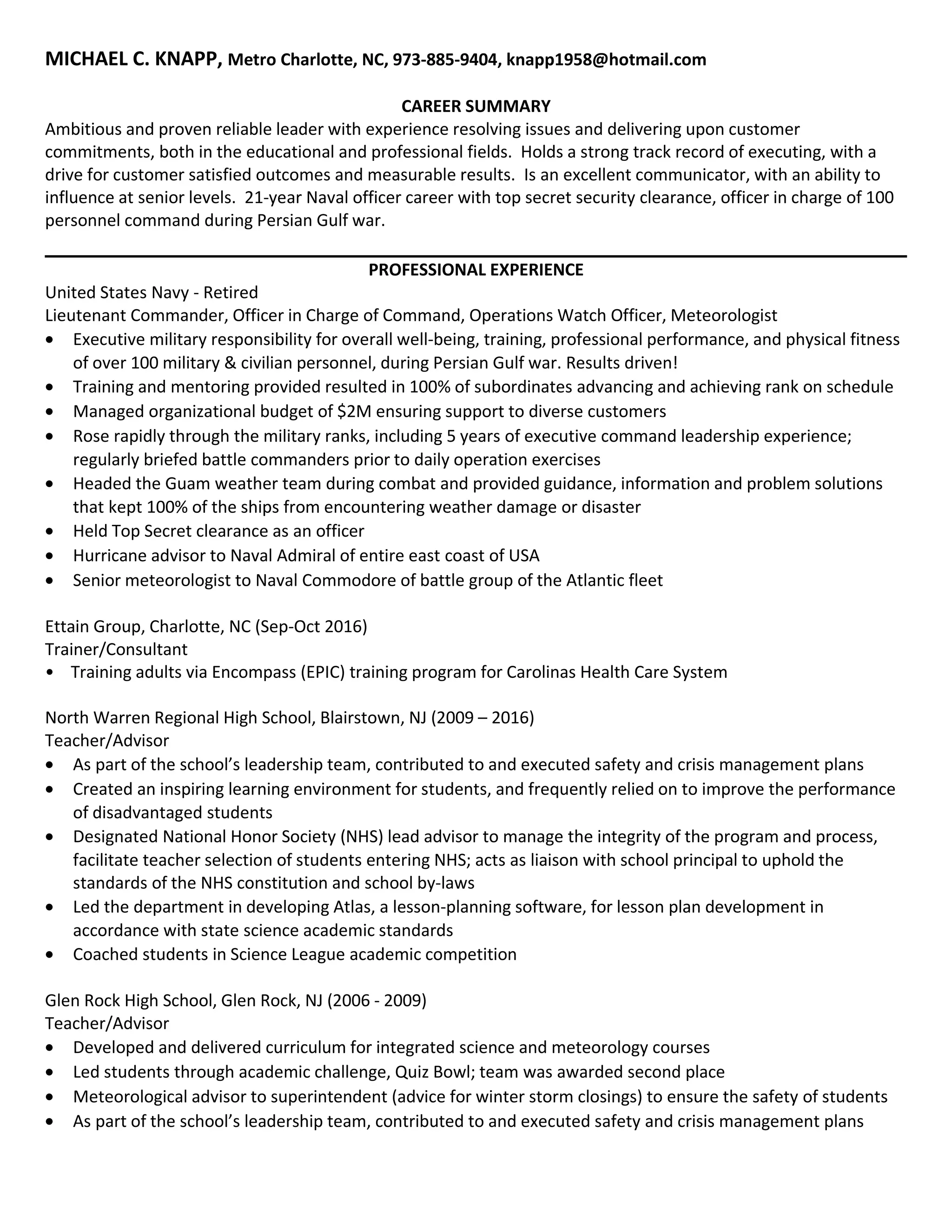 Michael Knapp Resume Leadership | DOC