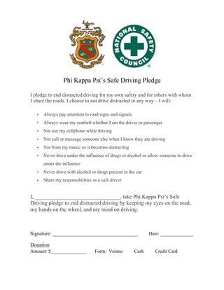 Phi Kappa Psi’s Safe Driving Pledge | PDF