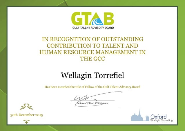 GTAB Certificate Wellagin Torrefiel | PDF