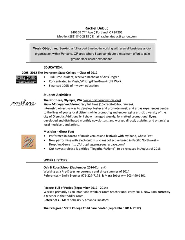 Rachel Dubuc RESUME 2015 | DOC