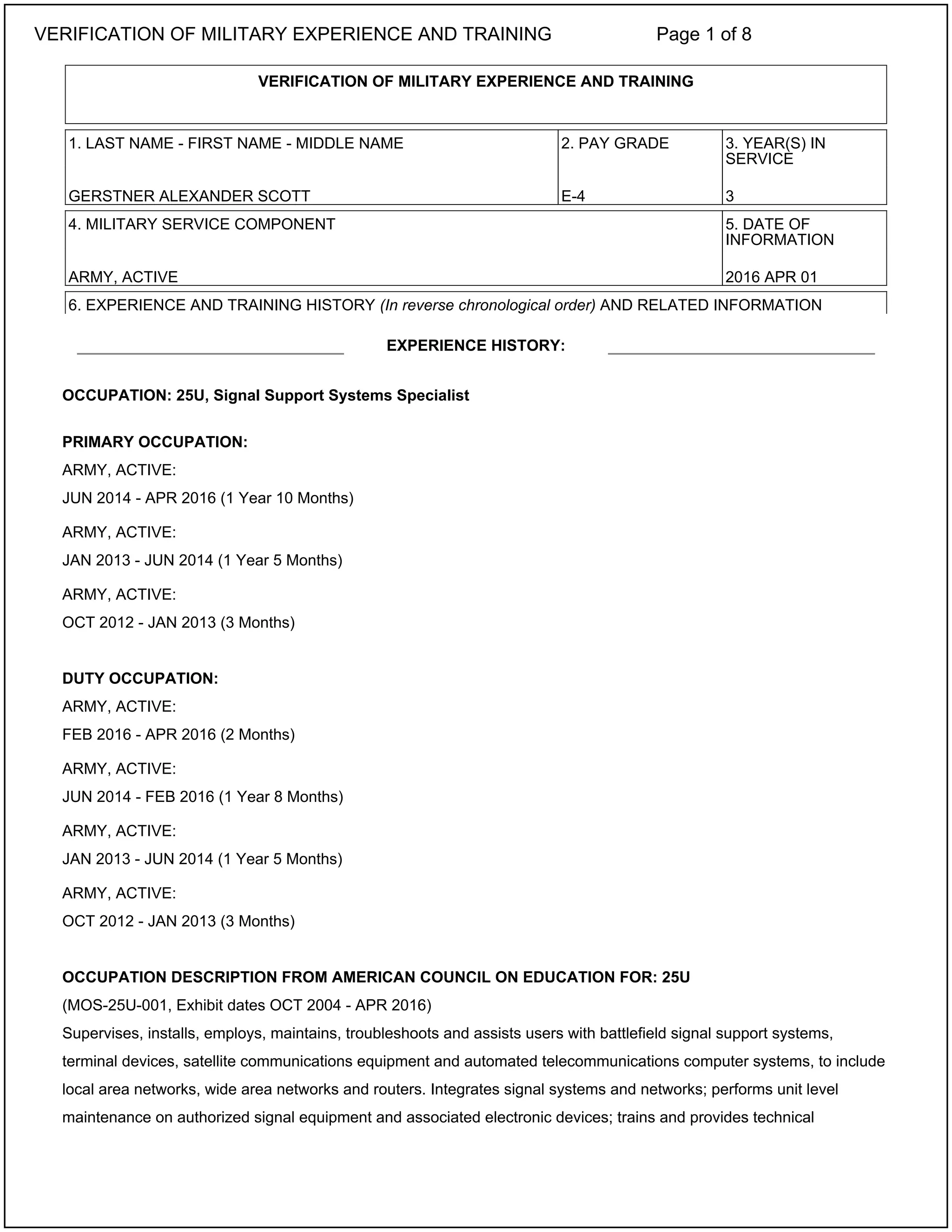 Verification of Military Experiance | PDF