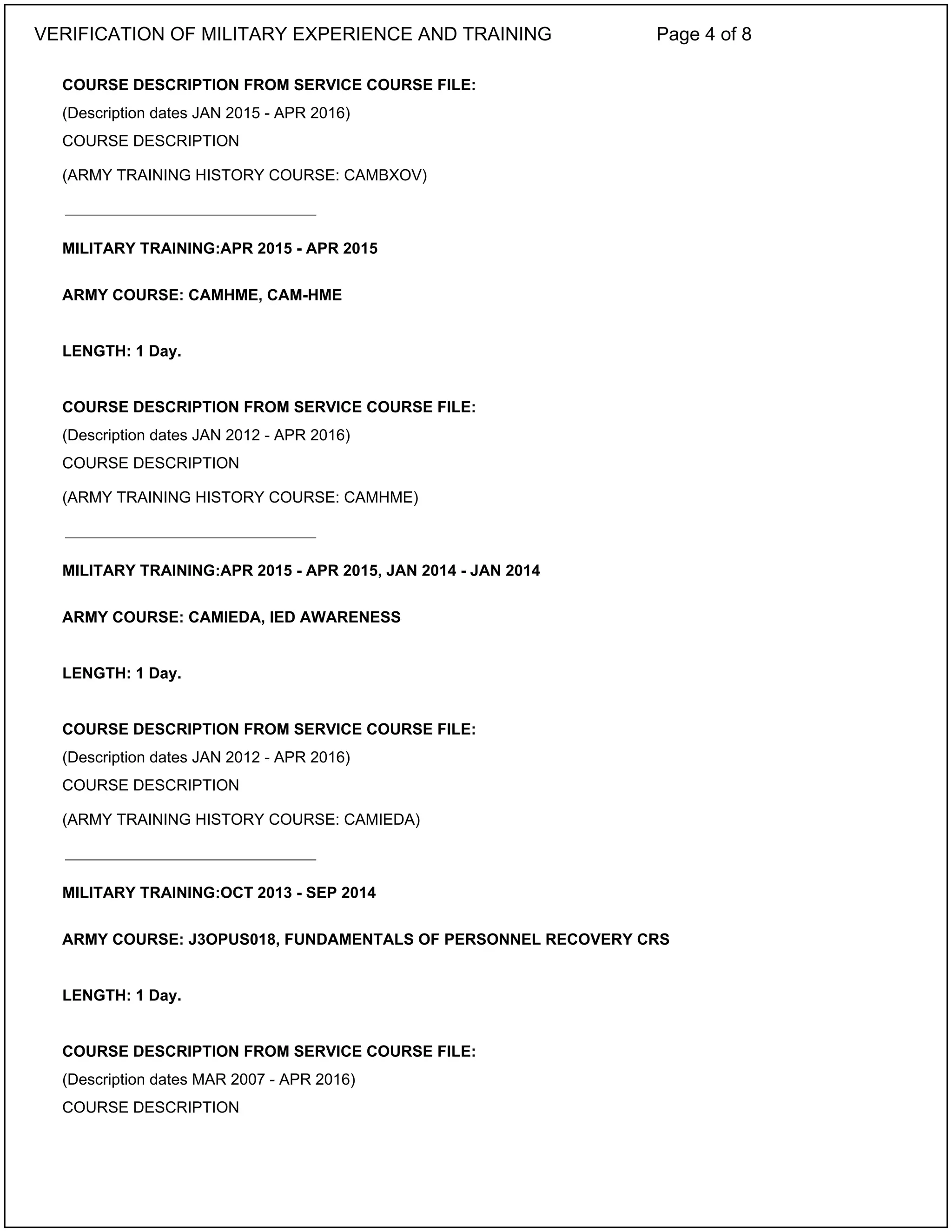 Verification of Military Experiance | PDF