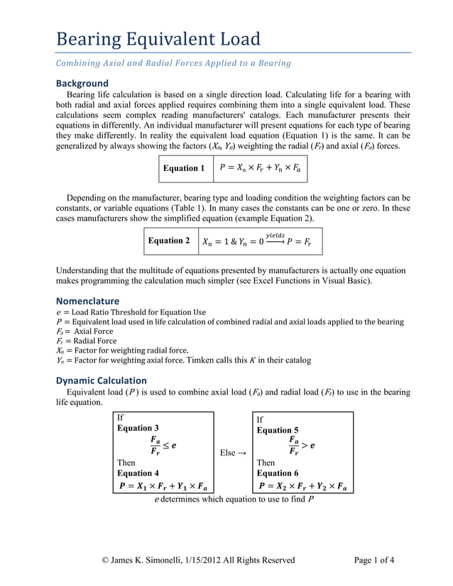 Bearing Equivalent Load | PDF