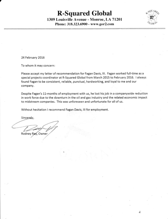 R-Squared Global Letter of Recommendation | PDF