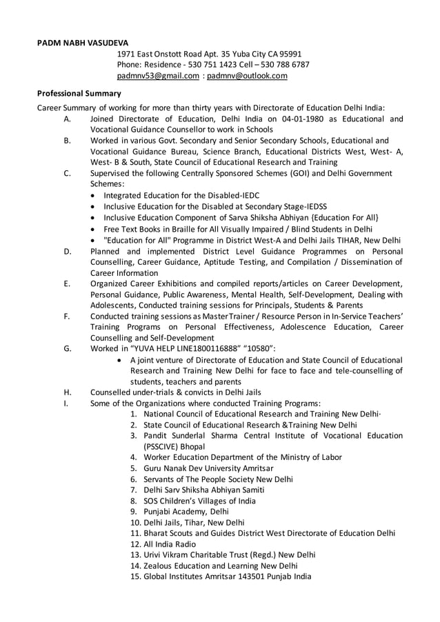 PADM NABH VASUDEVA RESUME | PDF