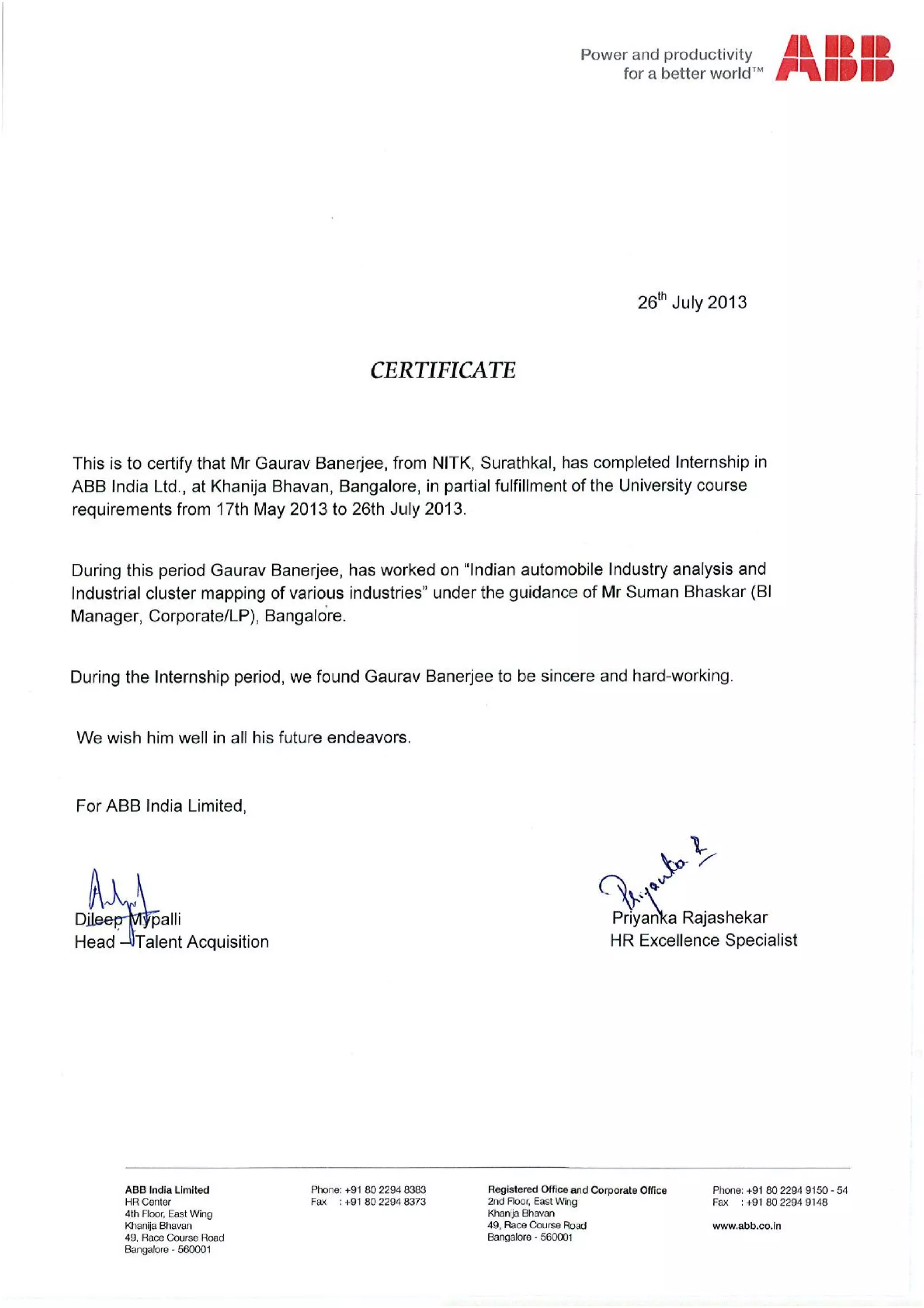 ABB certificate Gaurav Banerjee(compressed) | PDF
