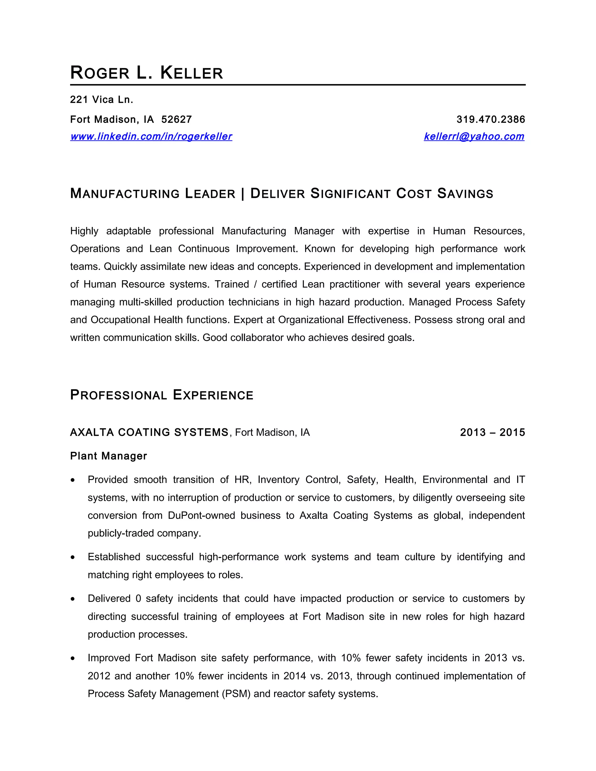 keller roger resume Word doc 121515 | PDF