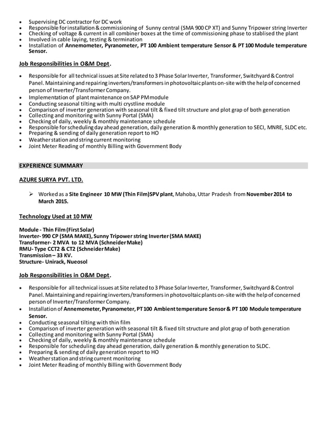 Amit Kumar_CV_100_MW | PDF