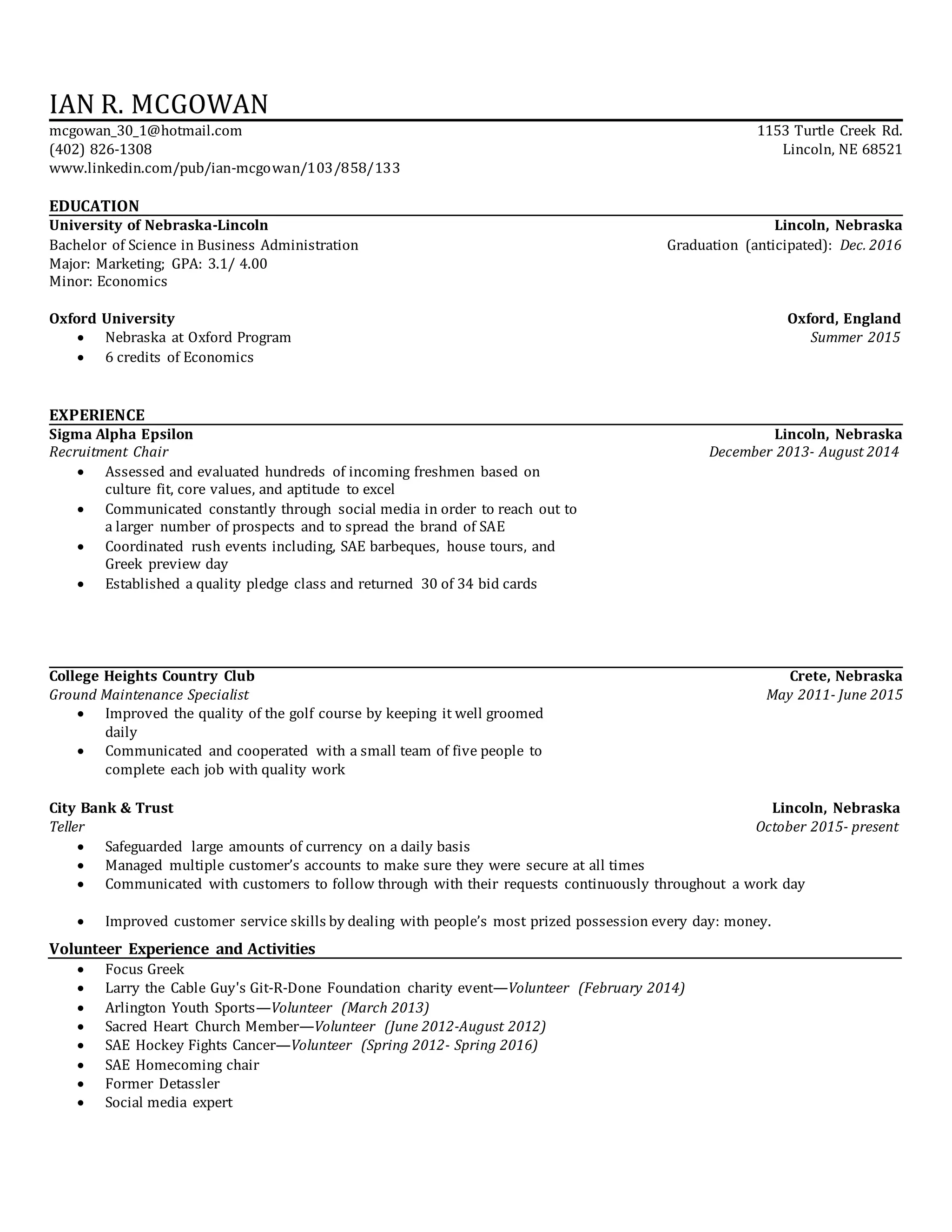 Ian McGowan Resume-(7-18-16) | PDF