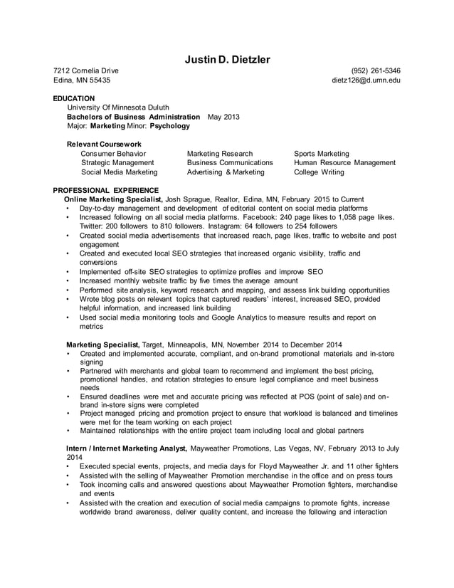 Resume Justin D. Dietzler | PDF