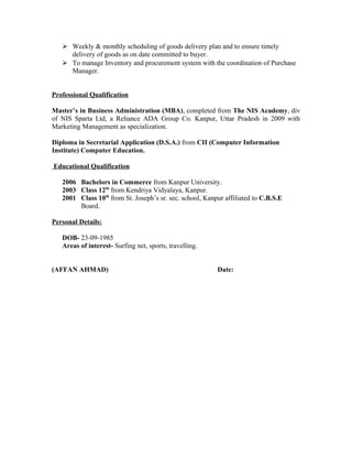 AFFAN AHMAD RESUME | DOC