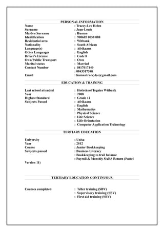 Tracey CV | PDF