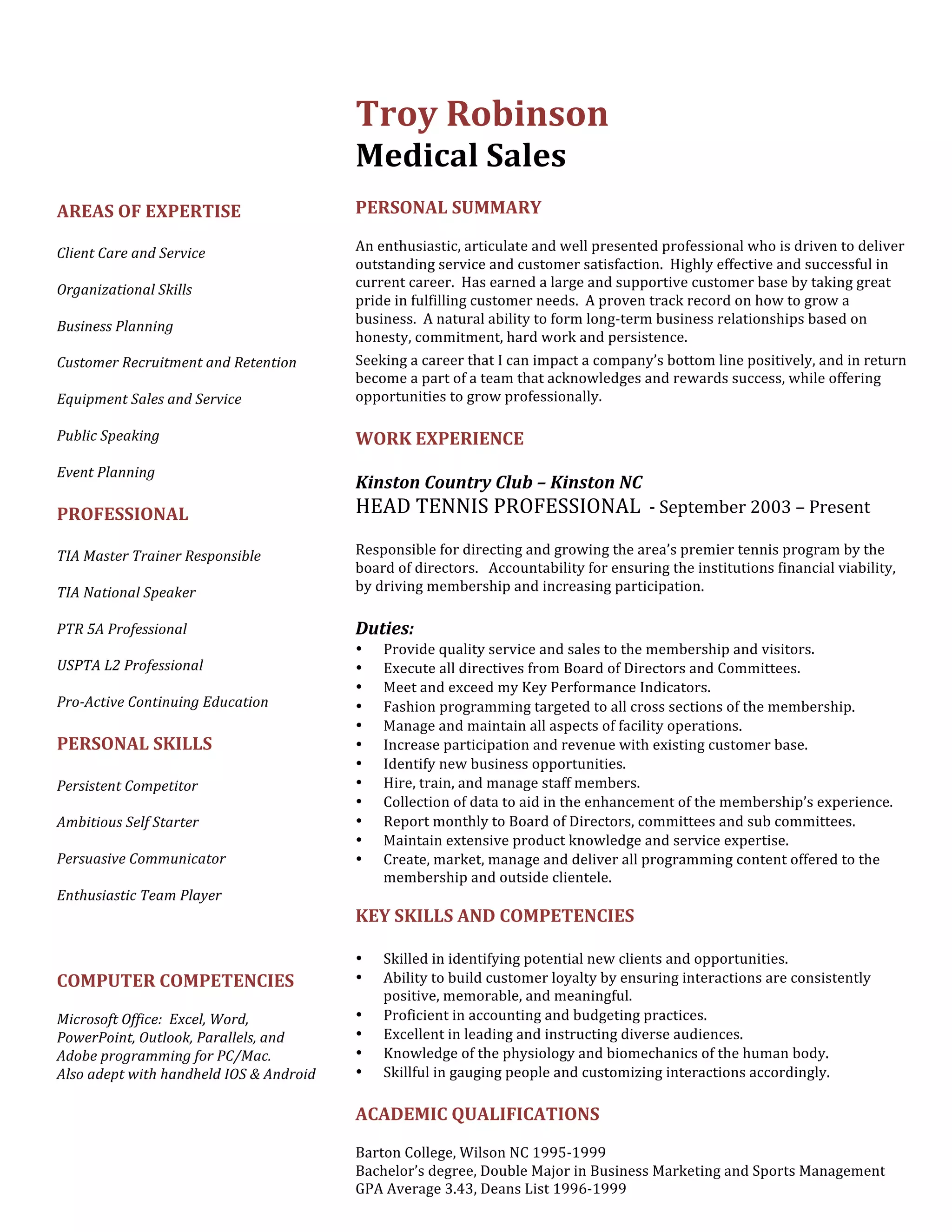 Troy Robinson CV 9-24-15 | PDF | Career Planning | Careers
