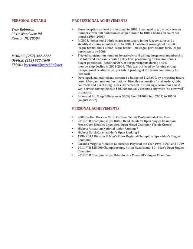 Troy Robinson CV 9-24-15 | PDF | Career Planning | Careers