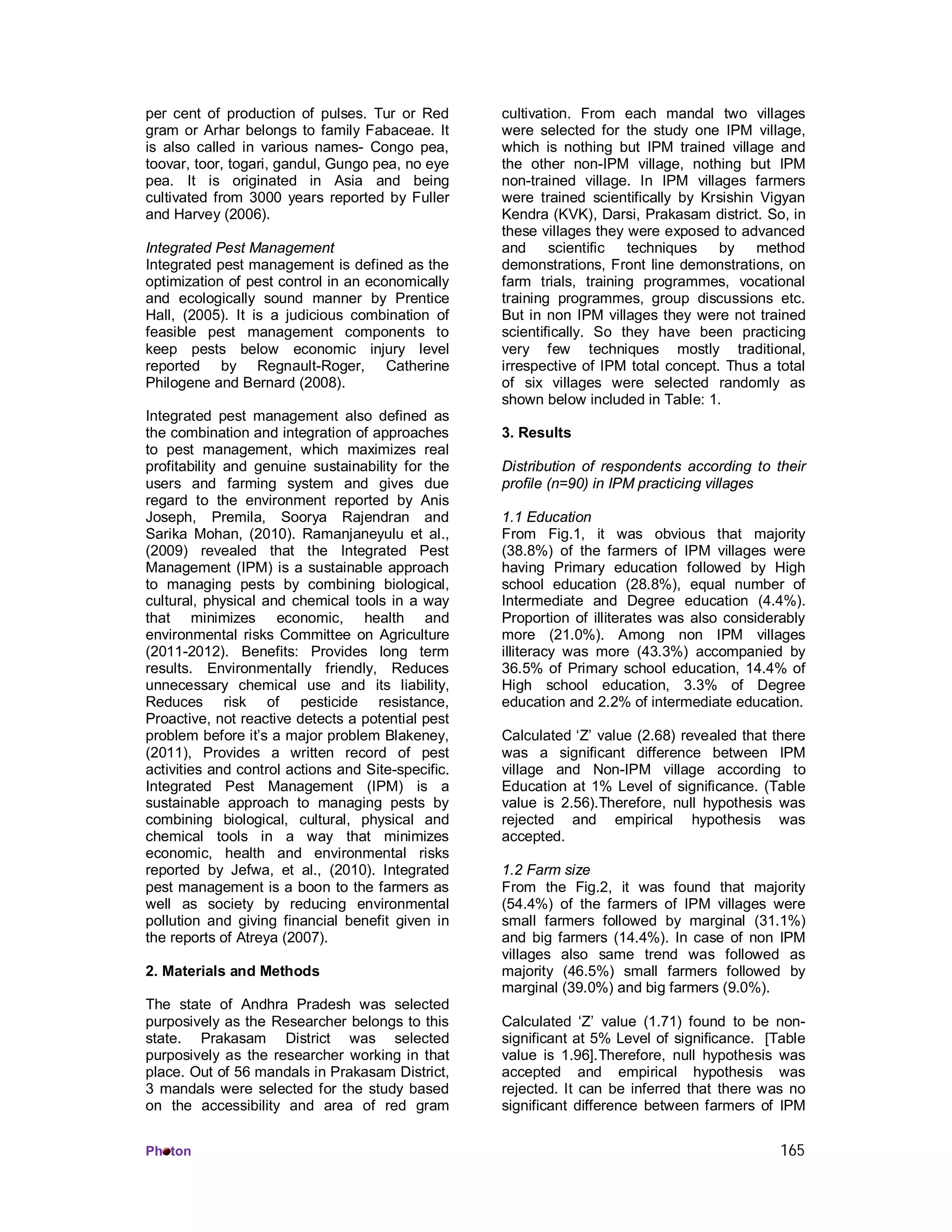 A study on Social and Economic Impact Assessment of Integrated Pest ...