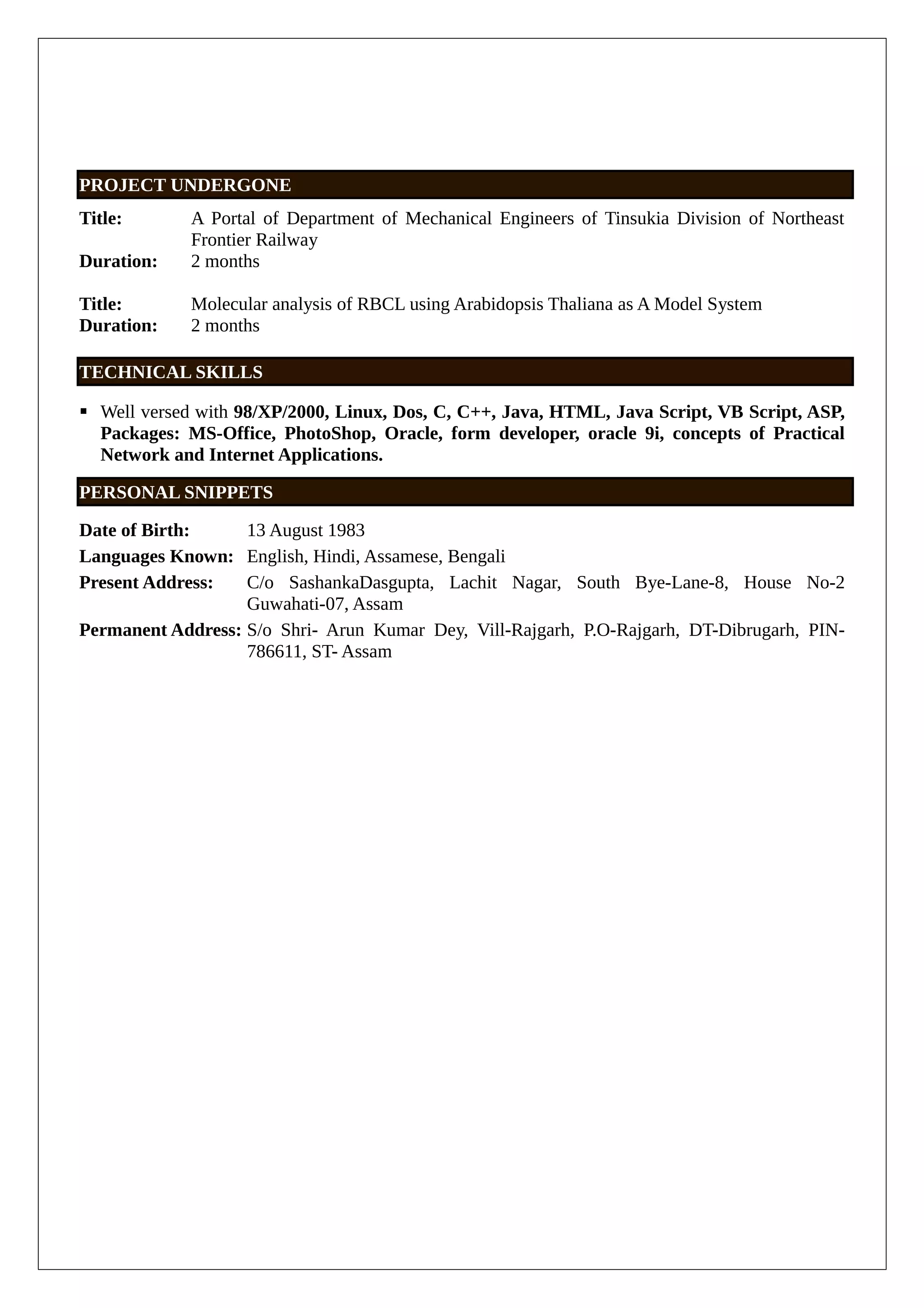 Resume_Ashim Deb | PDF