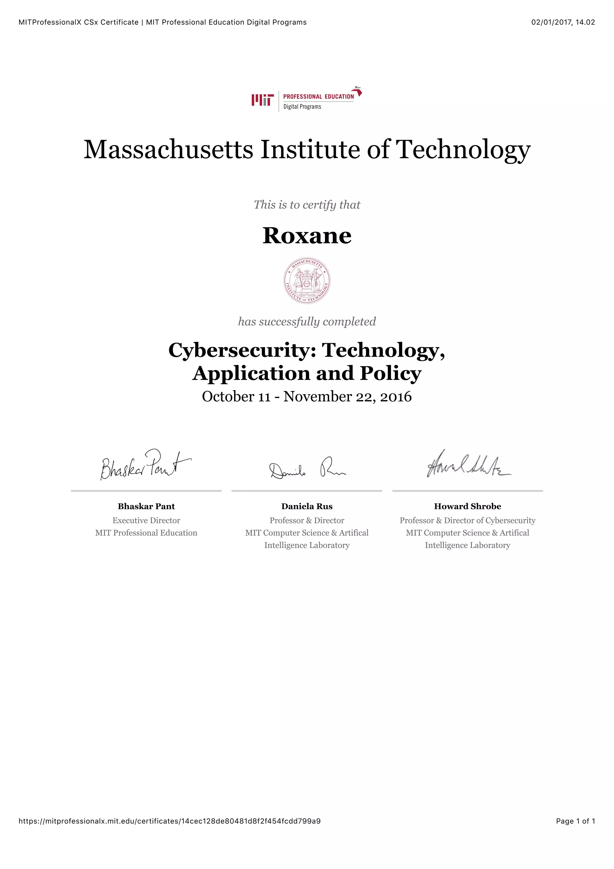MITProfessionalX CSx Certificate | MIT Professional Education Digital ...