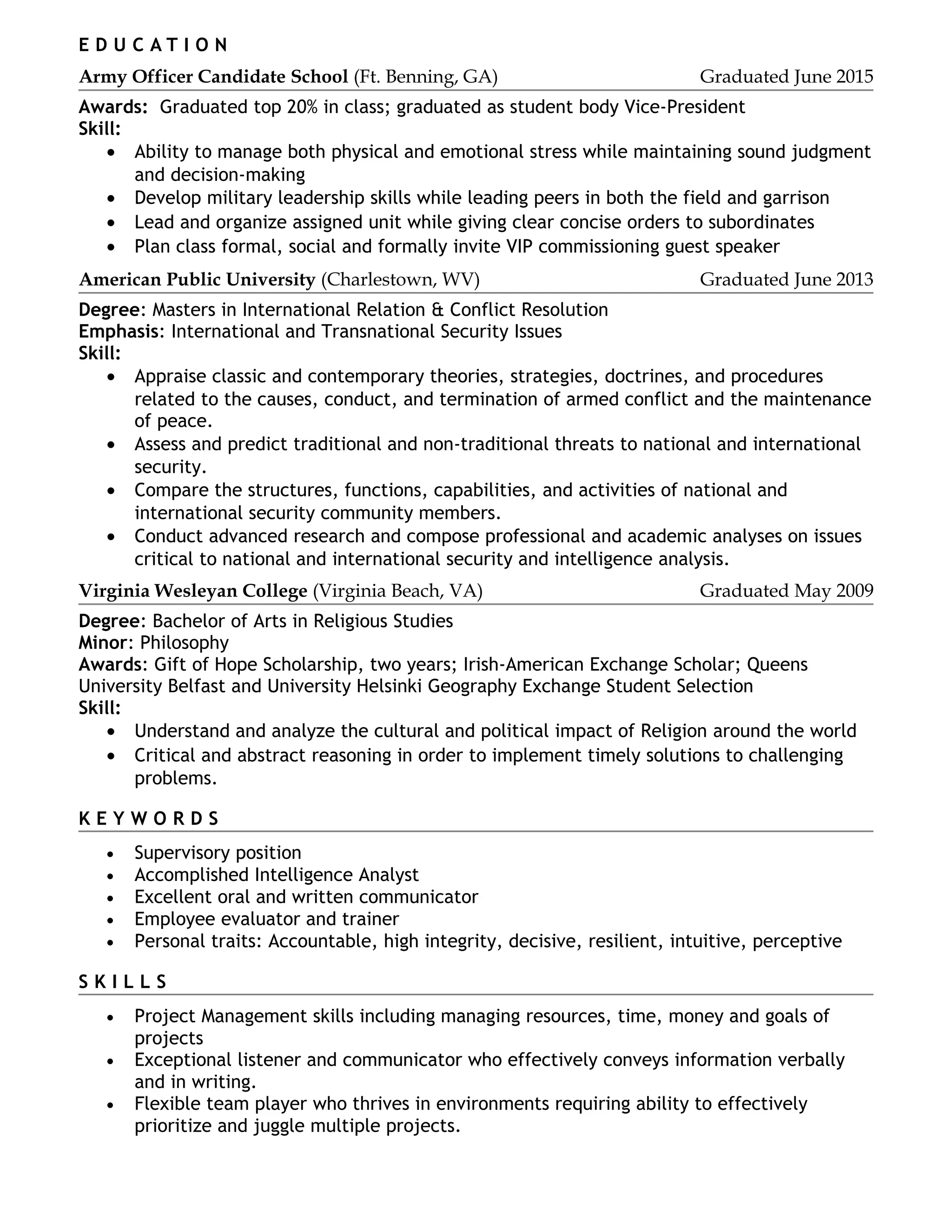 C. Kreft's Resume | DOC