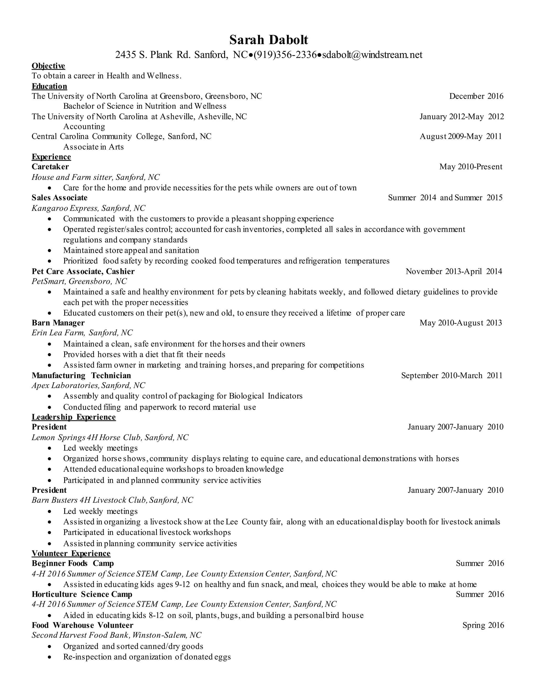 Sarah Resume 2 | PDF