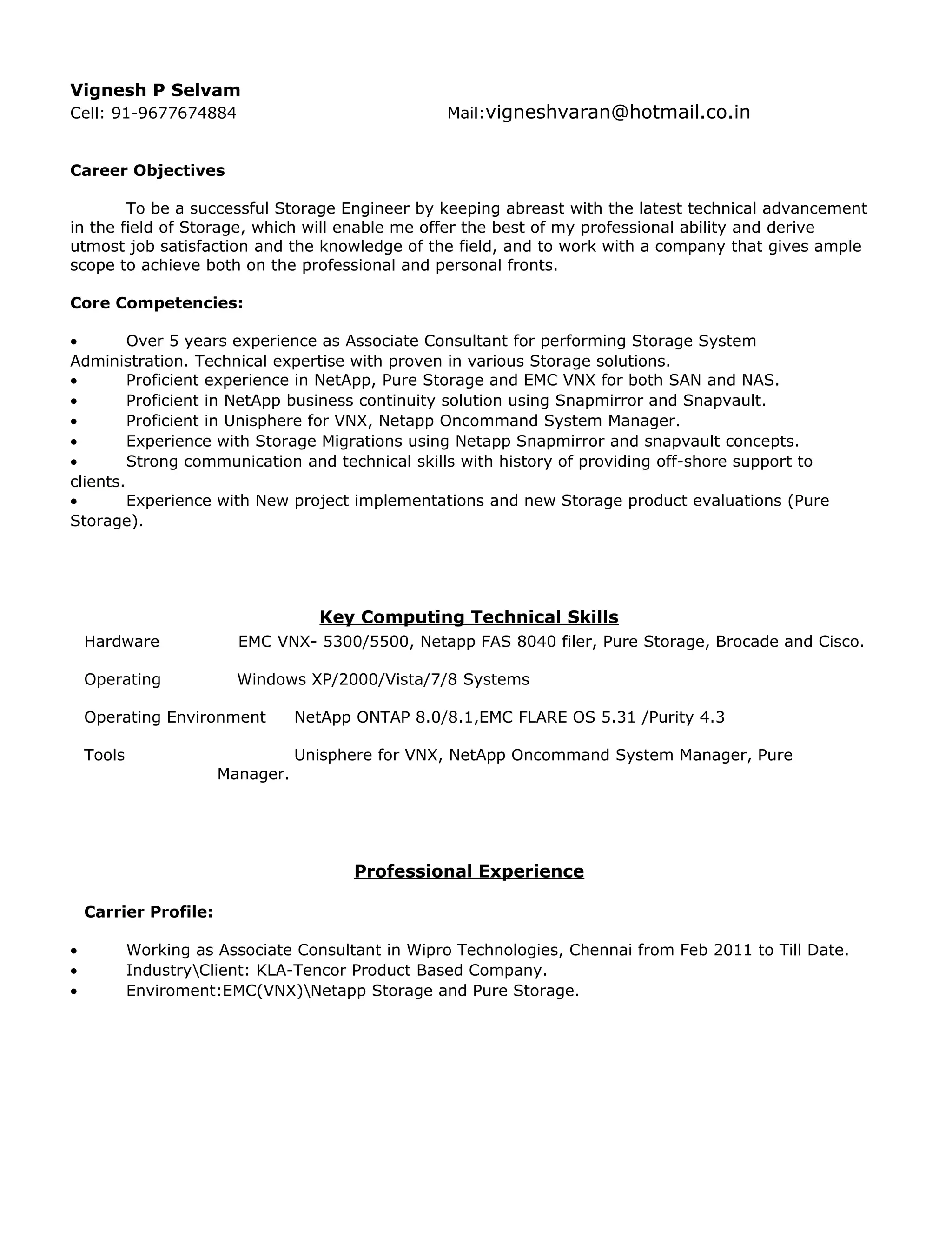 Vignesh Resume (1) (2) | DOC | Computer Software and Applications | Computing