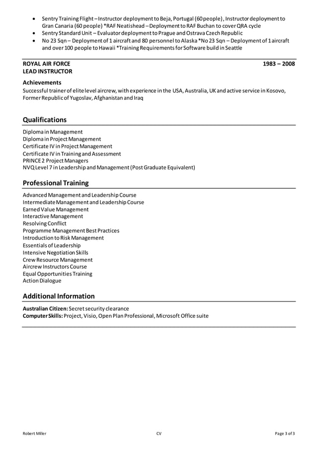 Robert Miller CV uptodate | DOCX | Business Administration | Business