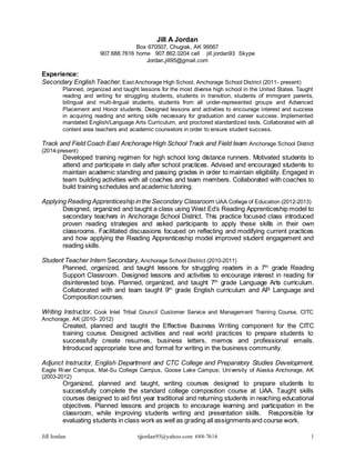 Jill A Jordan teaching resume 16 | DOCX