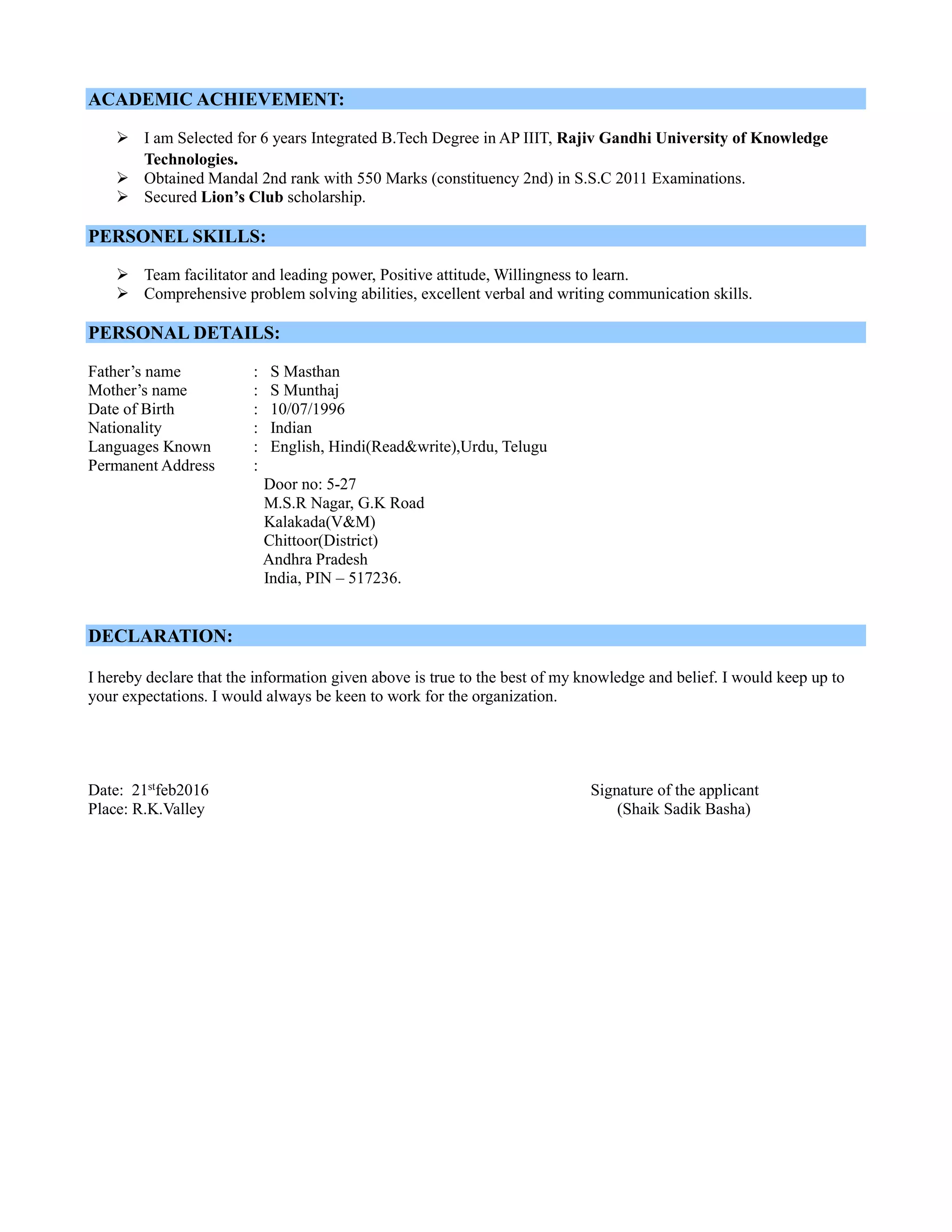 Sadik Resume | PDF