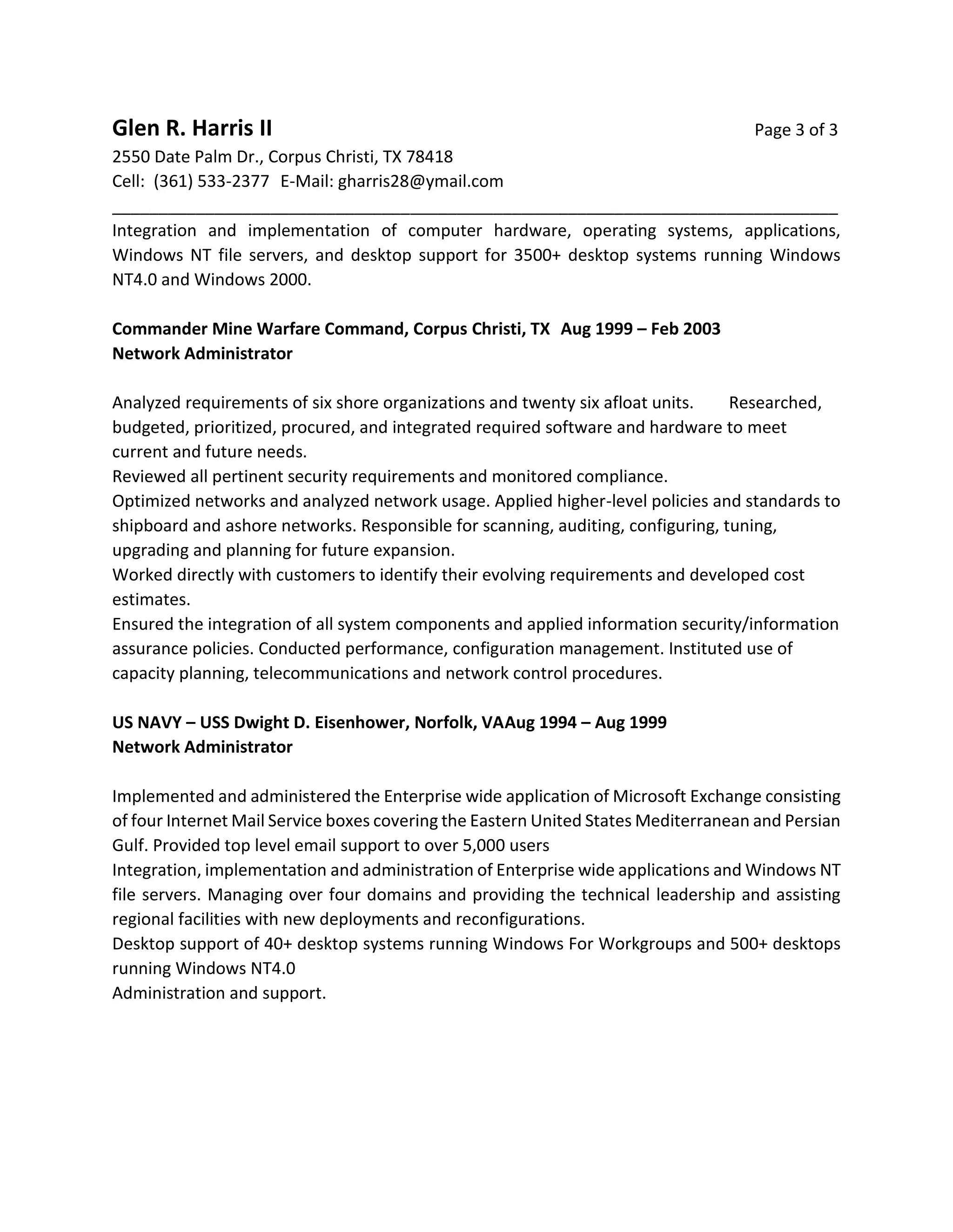 Glen Harris Resume 3-8-2016 | PDF