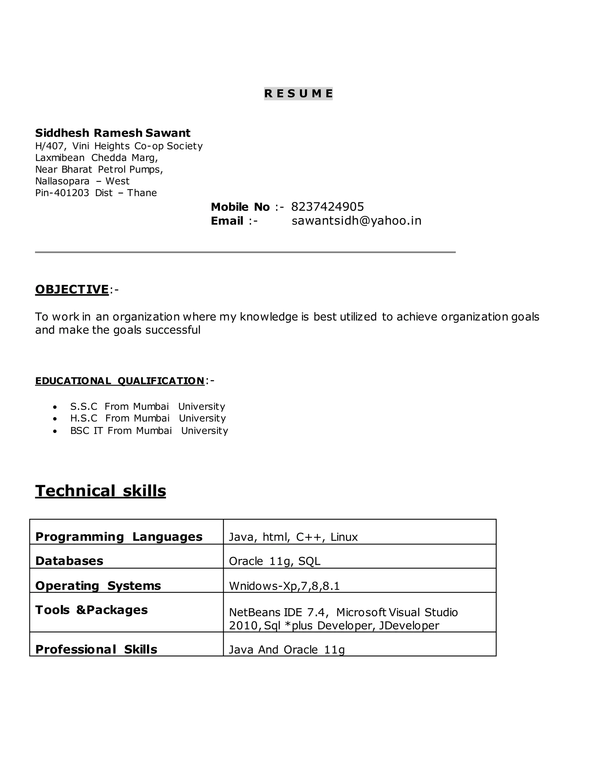 Siddhesh Sawant Resume - New | DOCX