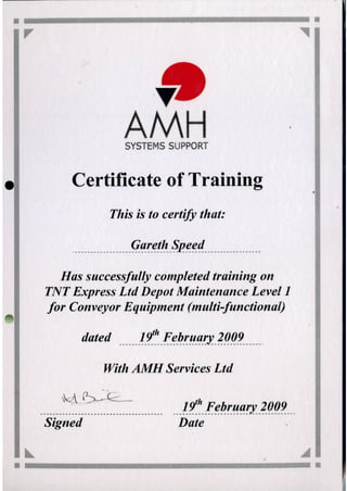 AMH CERTIFICATE | PDF