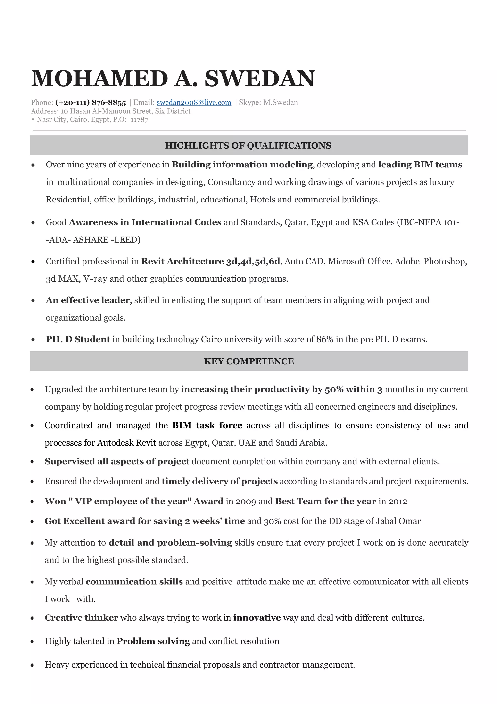 Mohamed A Swedan Resume | PDF
