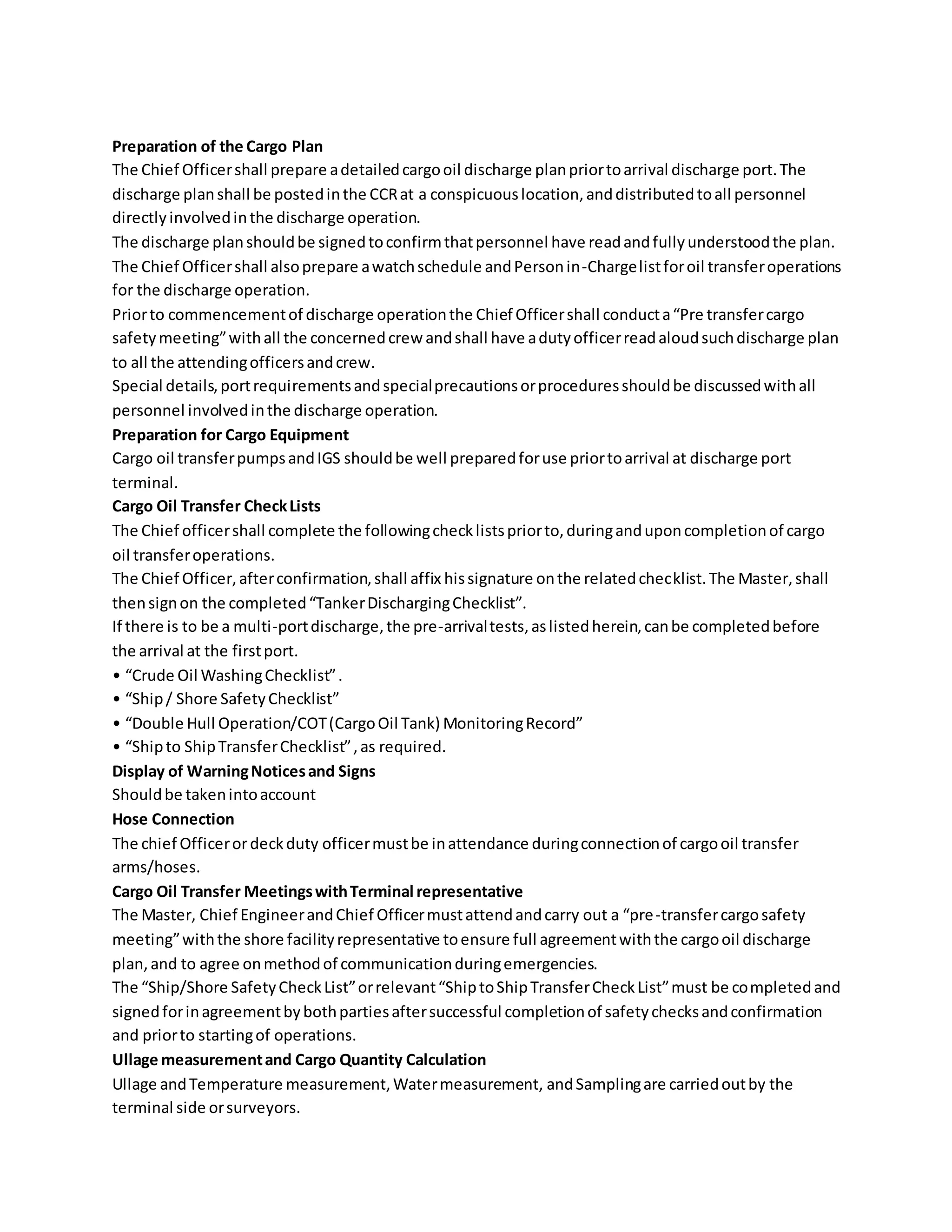 Preparation of the Cargo Plan | DOCX