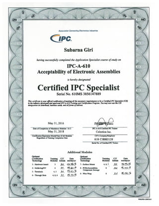 IPC Certificate | PDF